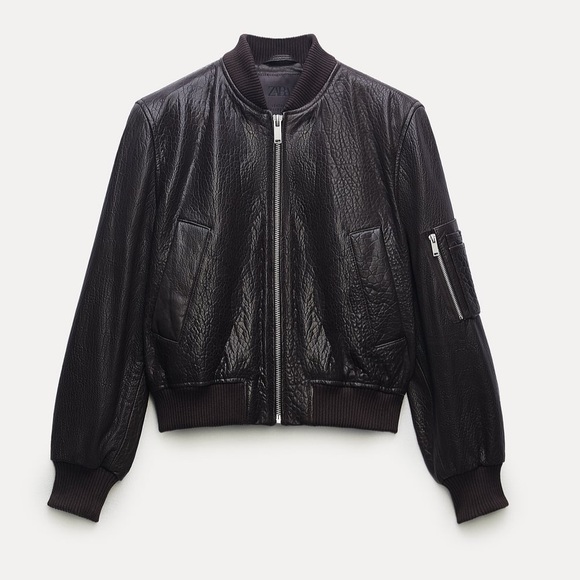 Zara | Jackets & Coats | Zara Woman Leather Collection Bomber Jacket ...